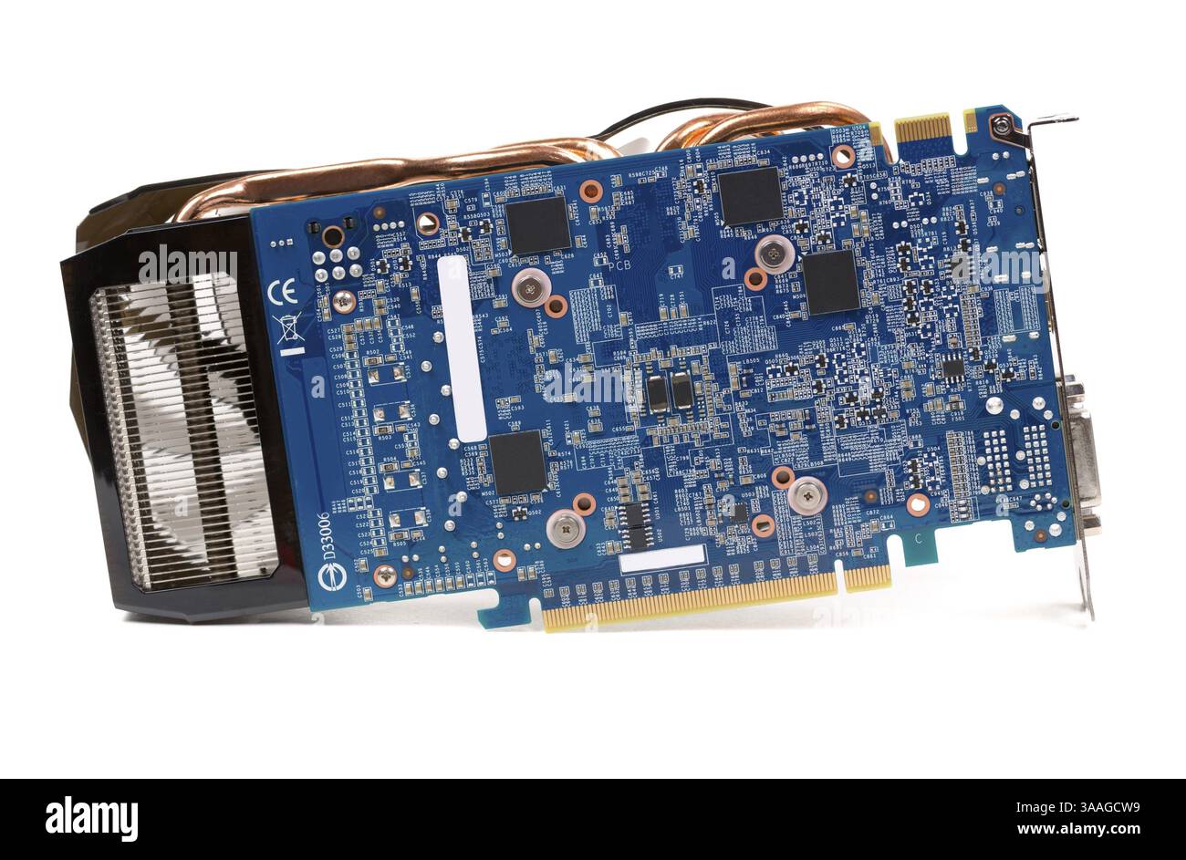 Modern computer graphics card. Rear view. Isolate on white background ...
