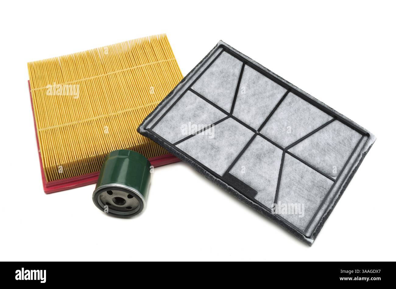 Set of three filters for motor vehicles. Isolate on white Stock Photo ...