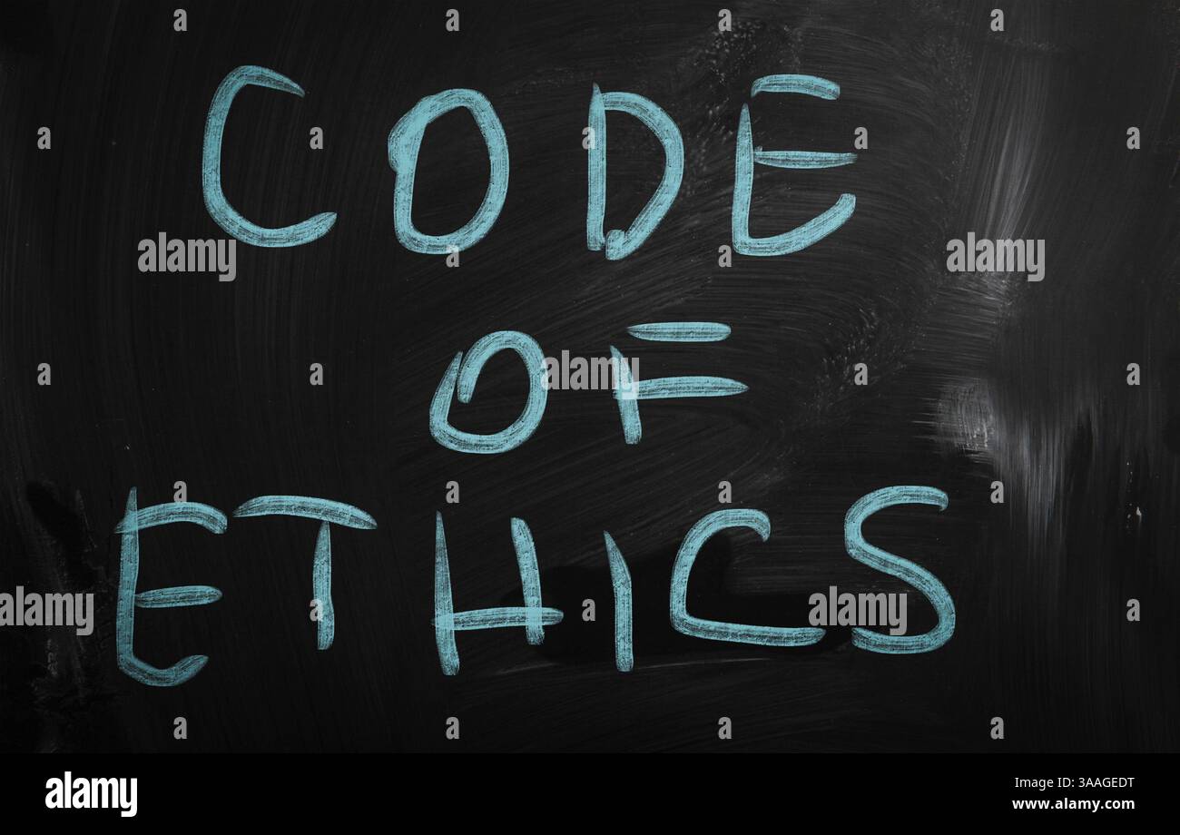 Code of ethics handwritten with white chalk on a blackboard Stock Photo ...