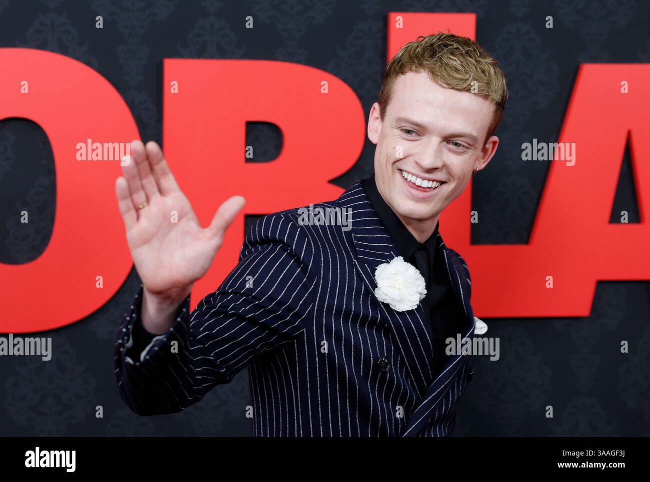 Anson Boon arrives on the red carpet at the New York premiere of ...