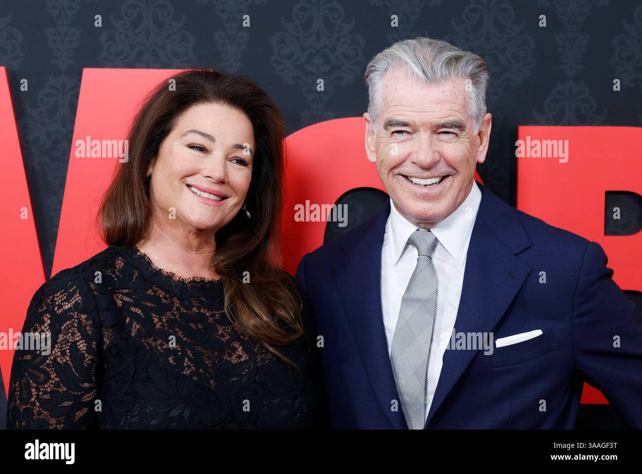 New York, United States. 31st Mar, 2025. Pierce Brosnan and wife Keely ...