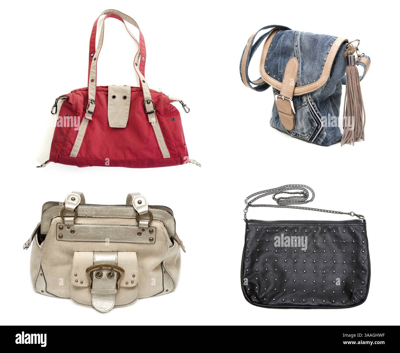 Collage of four handbags isolated on a white background. Image composed ...