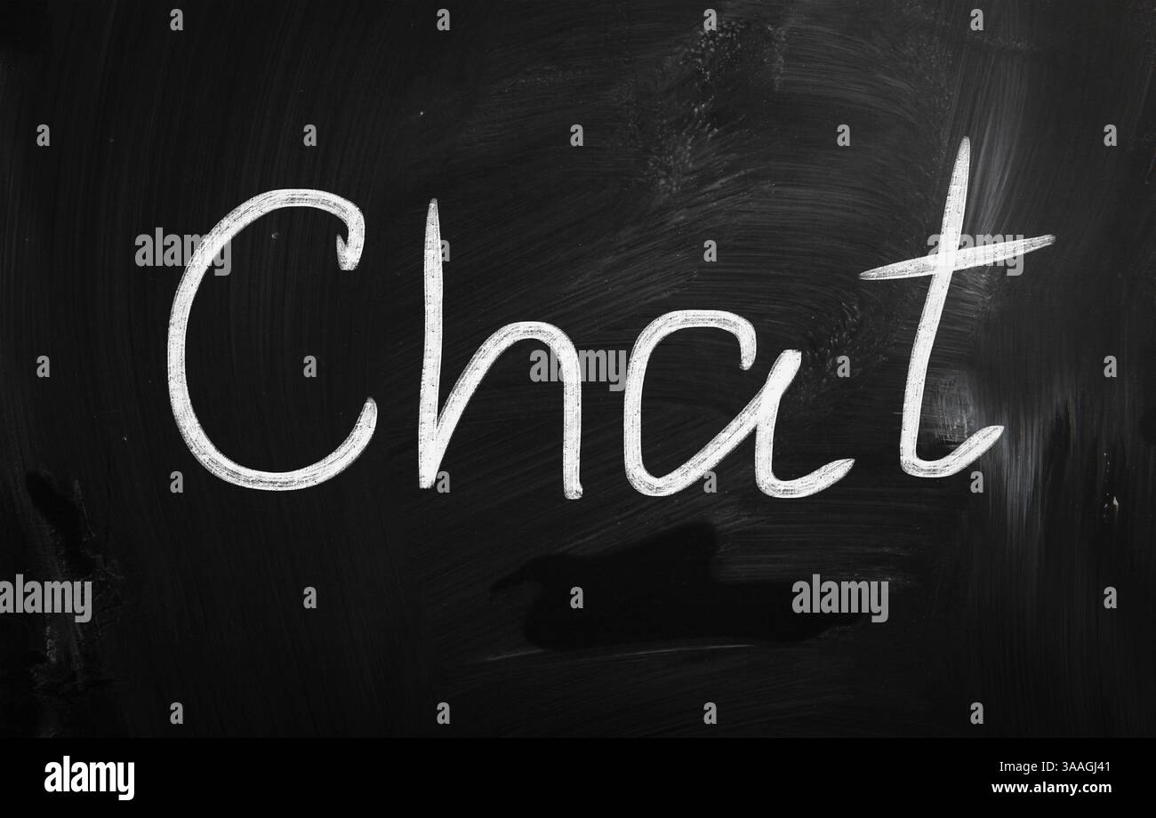 The word Chat handwritten with white chalk on a blackboard Stock Photo ...