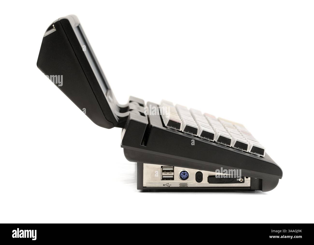 POS. Modern cash register, side view. Isolate on white Stock Photo - Alamy