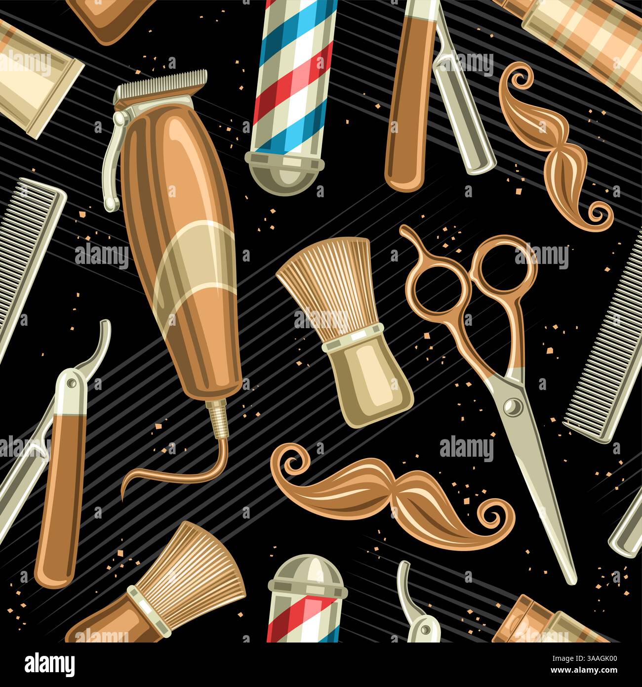 Vector Barber Shop Seamless Pattern, repeat background with ...