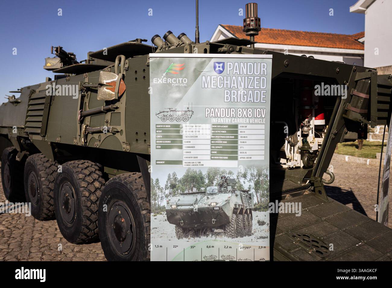 Porto, Portugal. 31st Mar, 2025. An Armored Wheeled Car Pandur II 8x8 ...