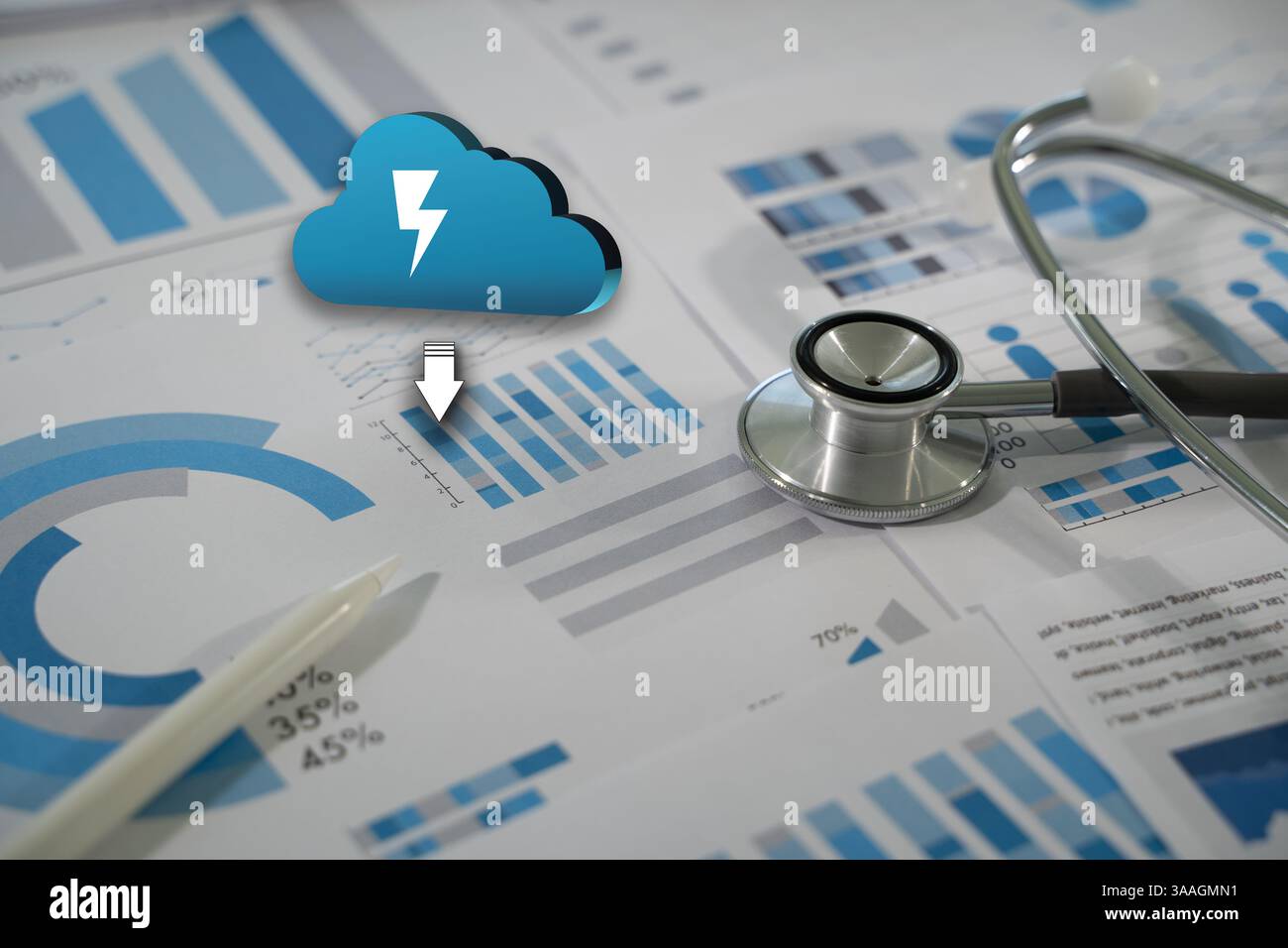 stethoscope rests on a digital health chart AI-powered software to ...