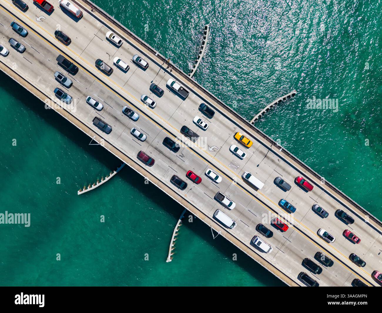 Broad Causeway Bridge spans Biscayne Bay. Urban way connecting town of ...