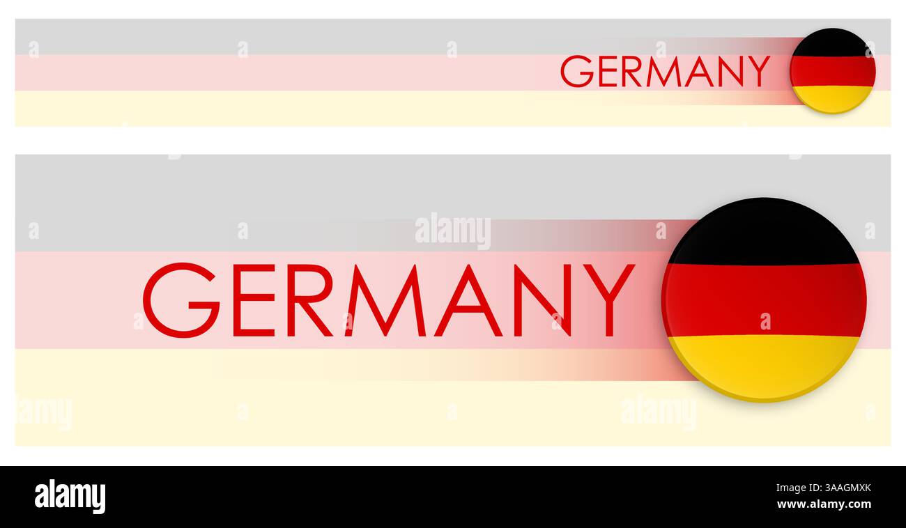 Germany flag horizontal web banner in modern neomorphism style. Webpage ...