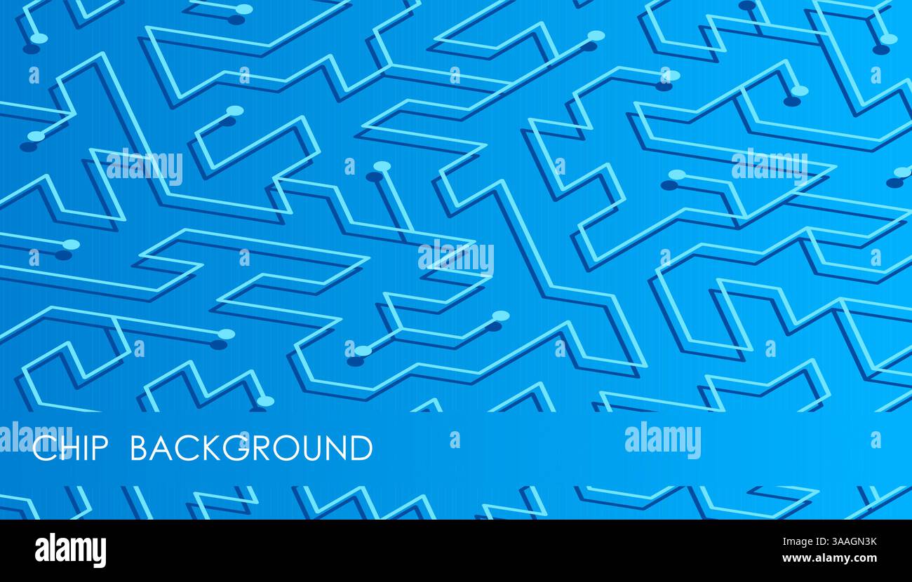 Horizontal blue scheme isometric computer board abstract background ...