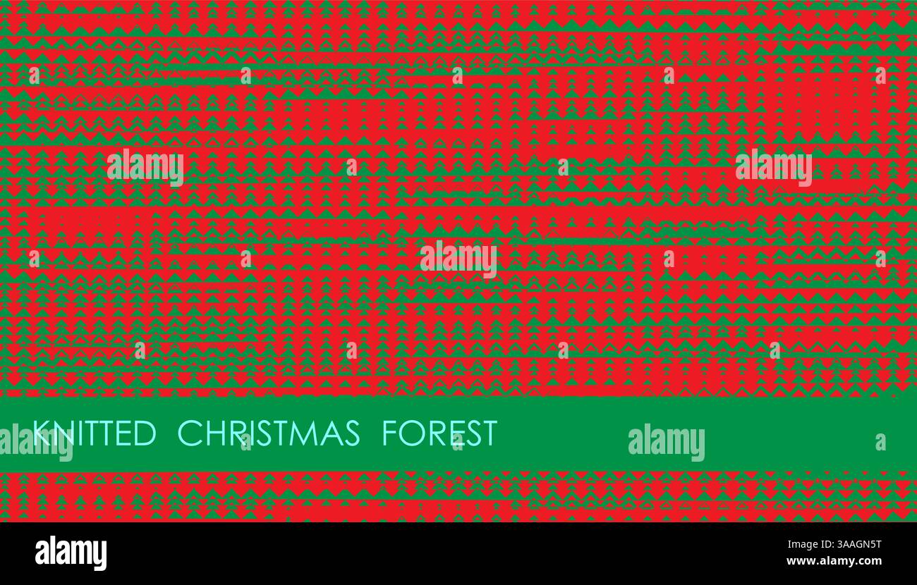 Horizontal winter red green Christmas forest abstract background with ...