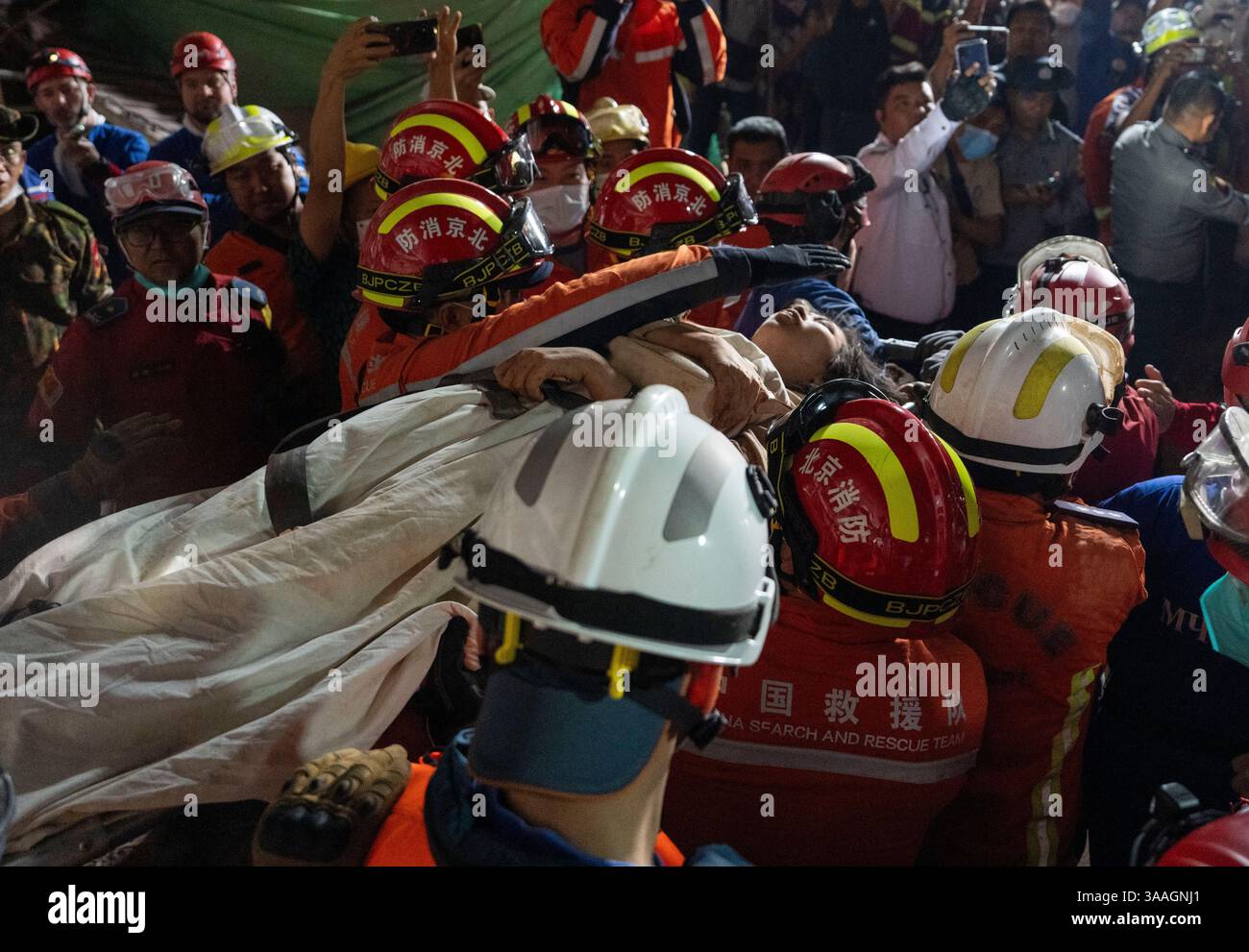 Mandalay, Myanmar. 31st Mar, 2025. Members from the China Search and ...