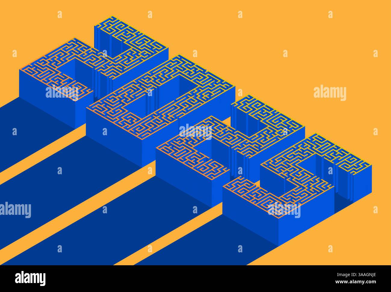 New Year 2025, numbers written in isometric font made from 3D labyrinth ...