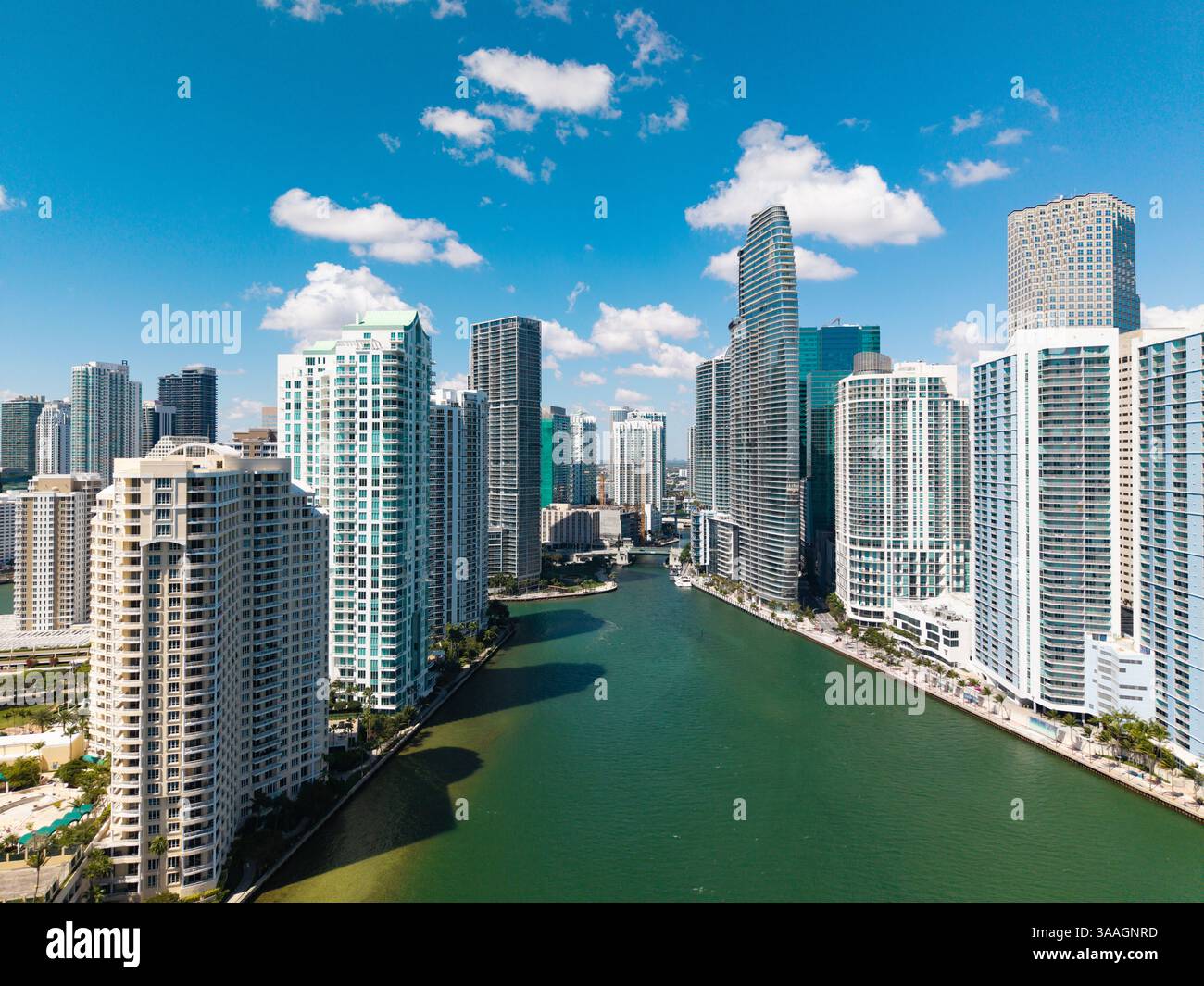 Miami skyline panorama. Aerial view of cityscape with skyscraper in ...