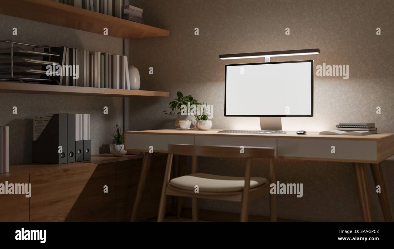 The white screen computer with a monitor light beside the a large ...