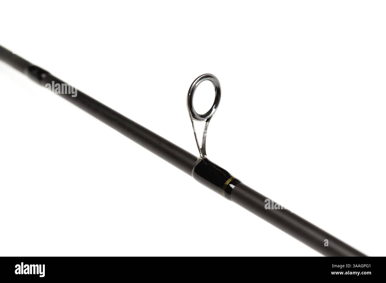 Fishing rod spinning ring for line close-up, isolate on white ...