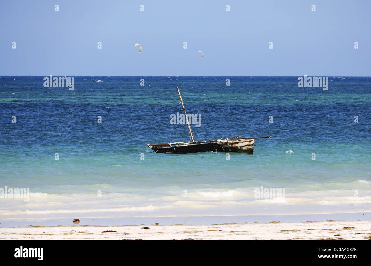 Boat at Diani Beach - Galu Beach - Kenya Stock Photo - Alamy