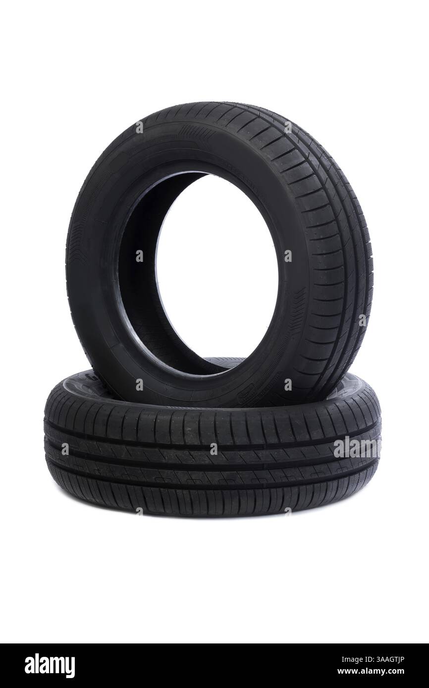 Two rubber car tire side view. Studio. Isolate on white Stock Photo - Alamy