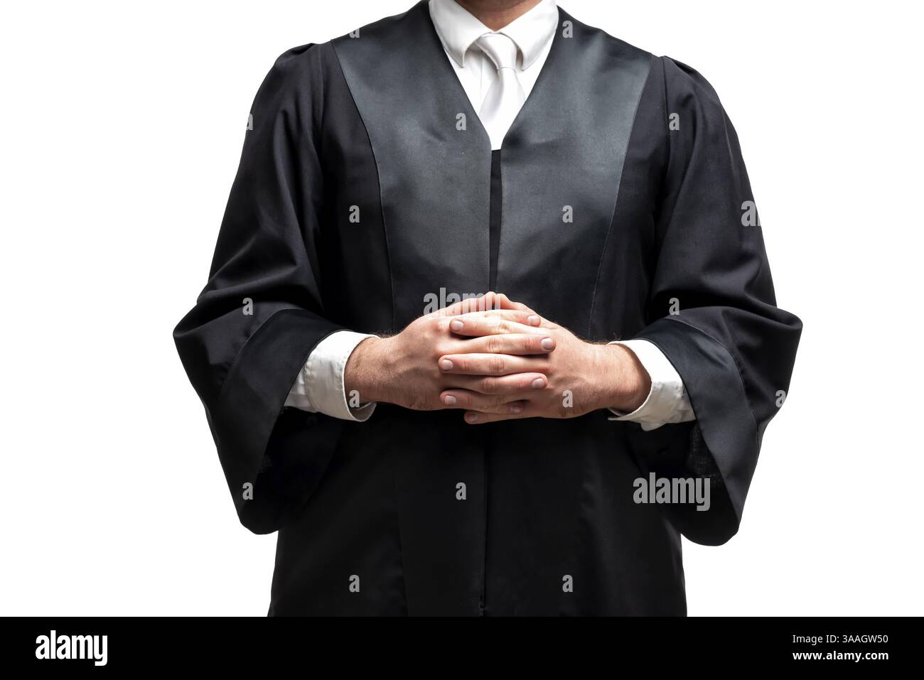 German lawyer with classic black robe and white tie Stock Photo - Alamy