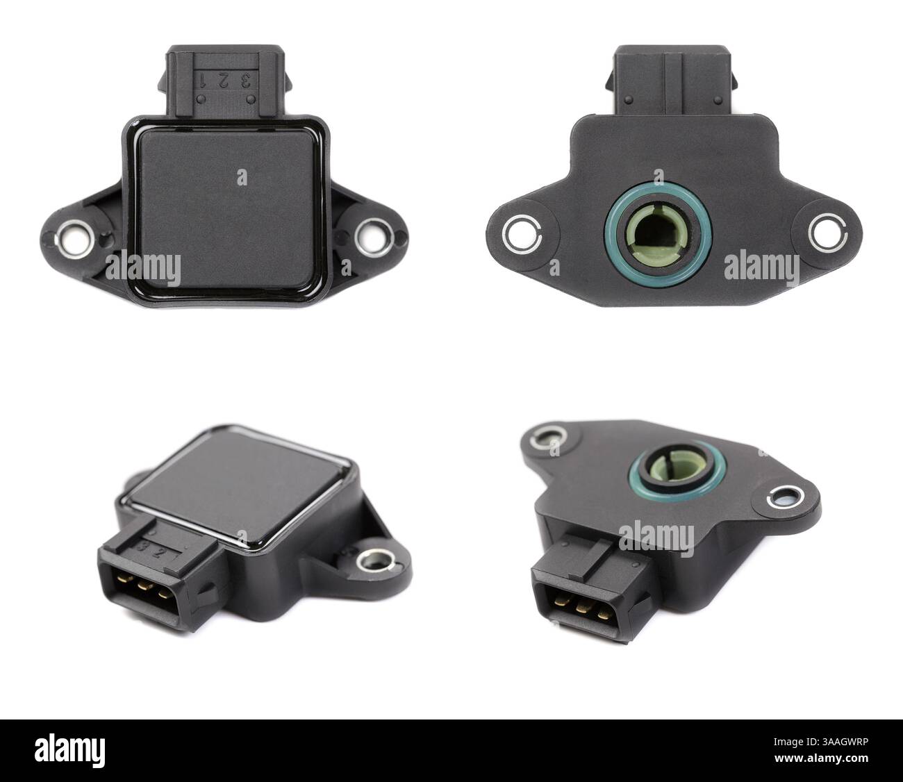 Collage of four throttle position sensor. Isolate on white Stock Photo - Alamy