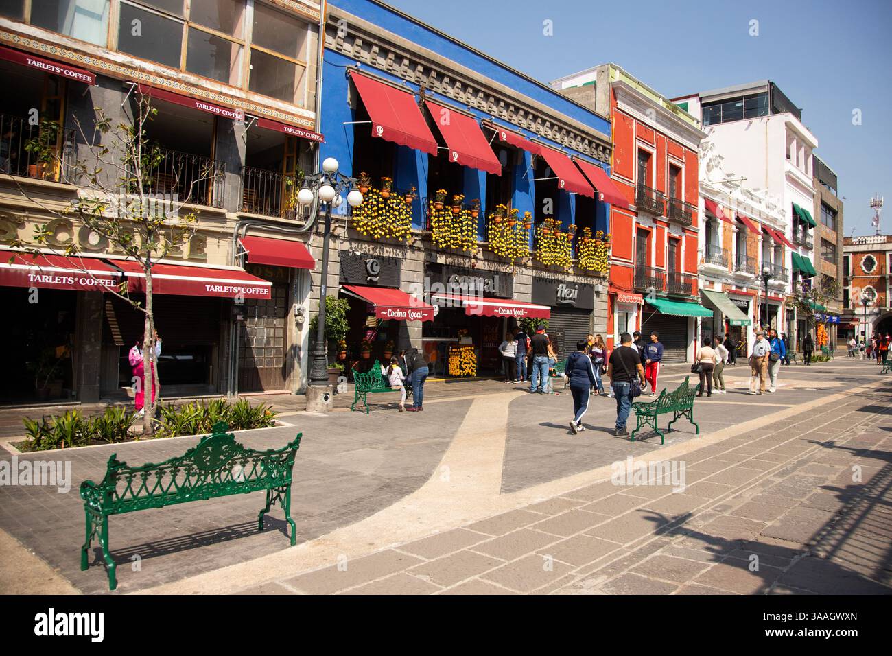 Puebla, Mexico, 1st January 2025: Colored streets and colonial ...