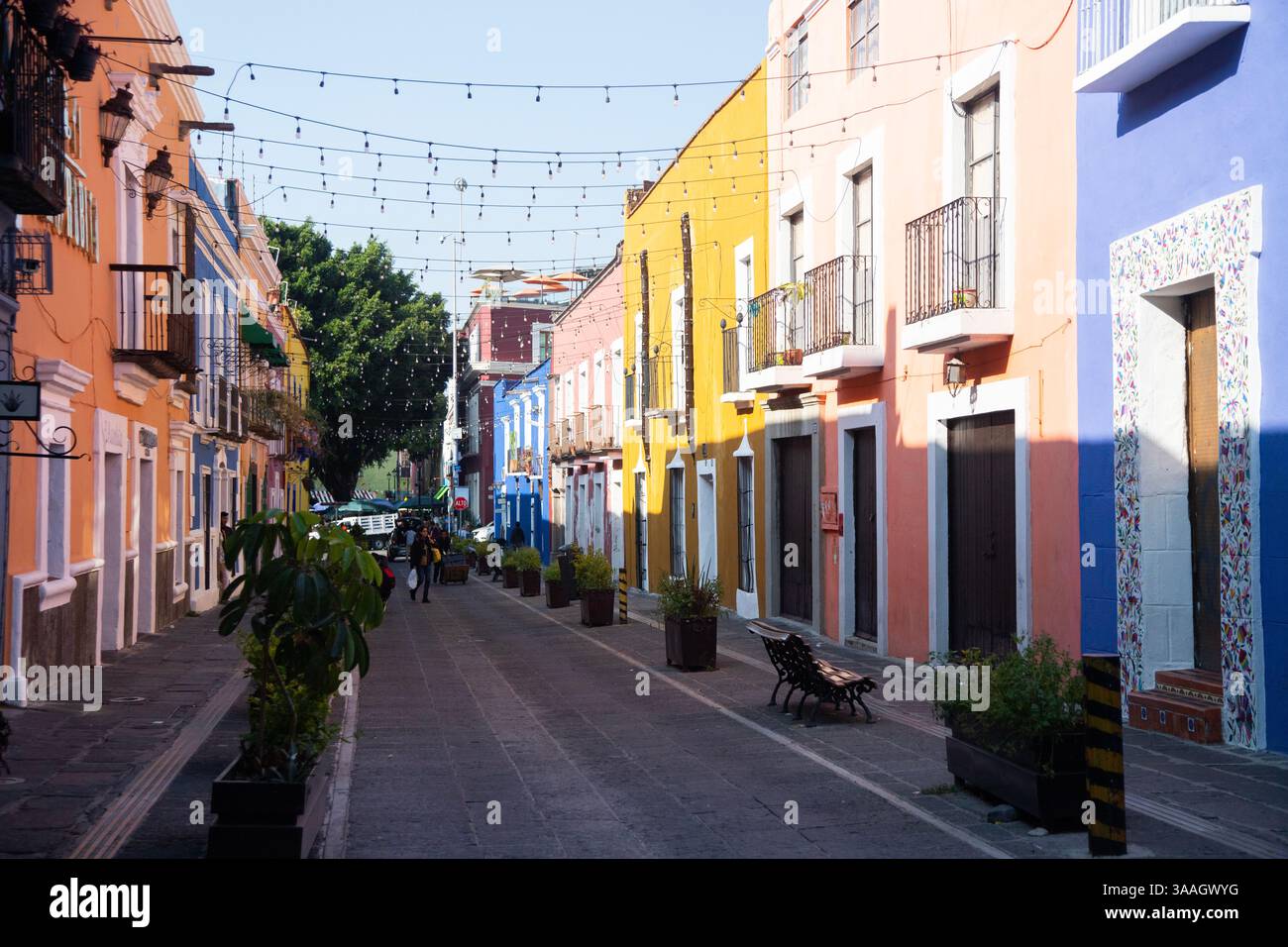 Puebla, Mexico, 1st January 2025: Colored streets and colonial ...