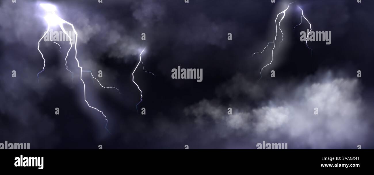 Dramatic stormy sky background with lightning - dark ominous clouds ...