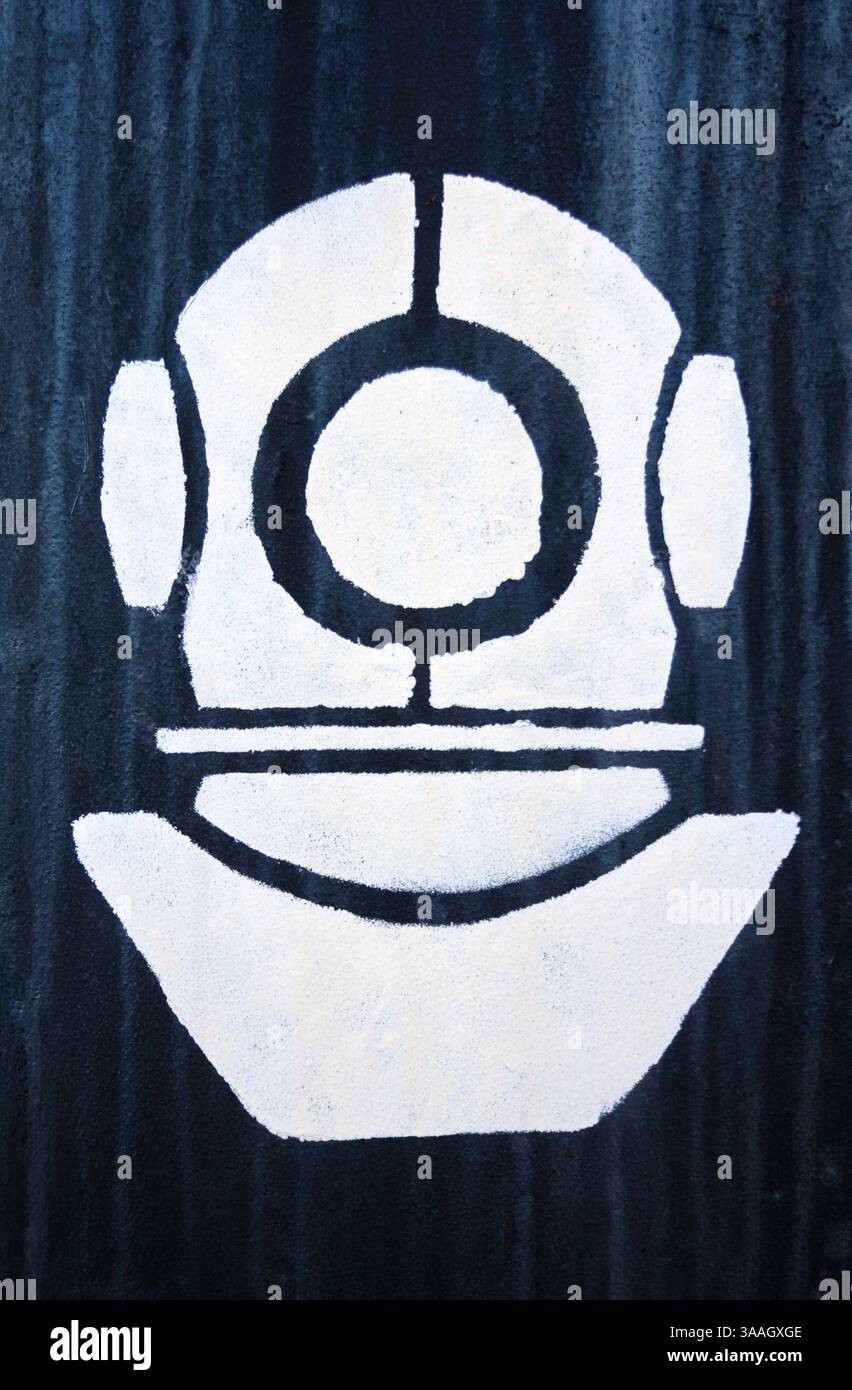 The sign, a symbol of industrial diver, white color impression Stock ...