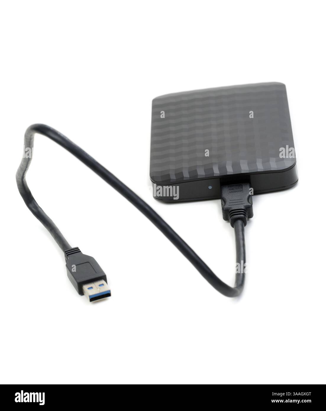 Portable external HDD hard disk drive with USB cable isolate on white ...