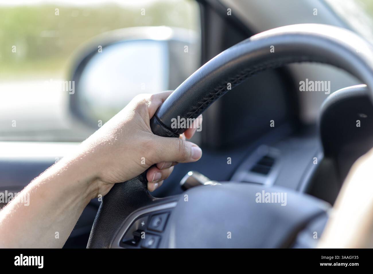 Interior view of a car on the motorway Stock Photo - Alamy