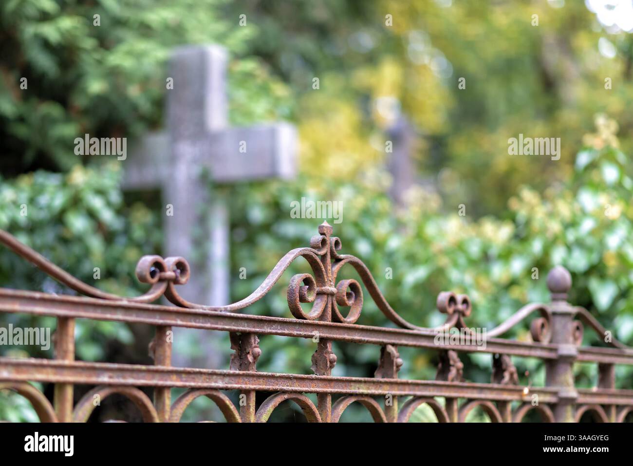 Cemetery in Germany with old graves Stock Photo - Alamy