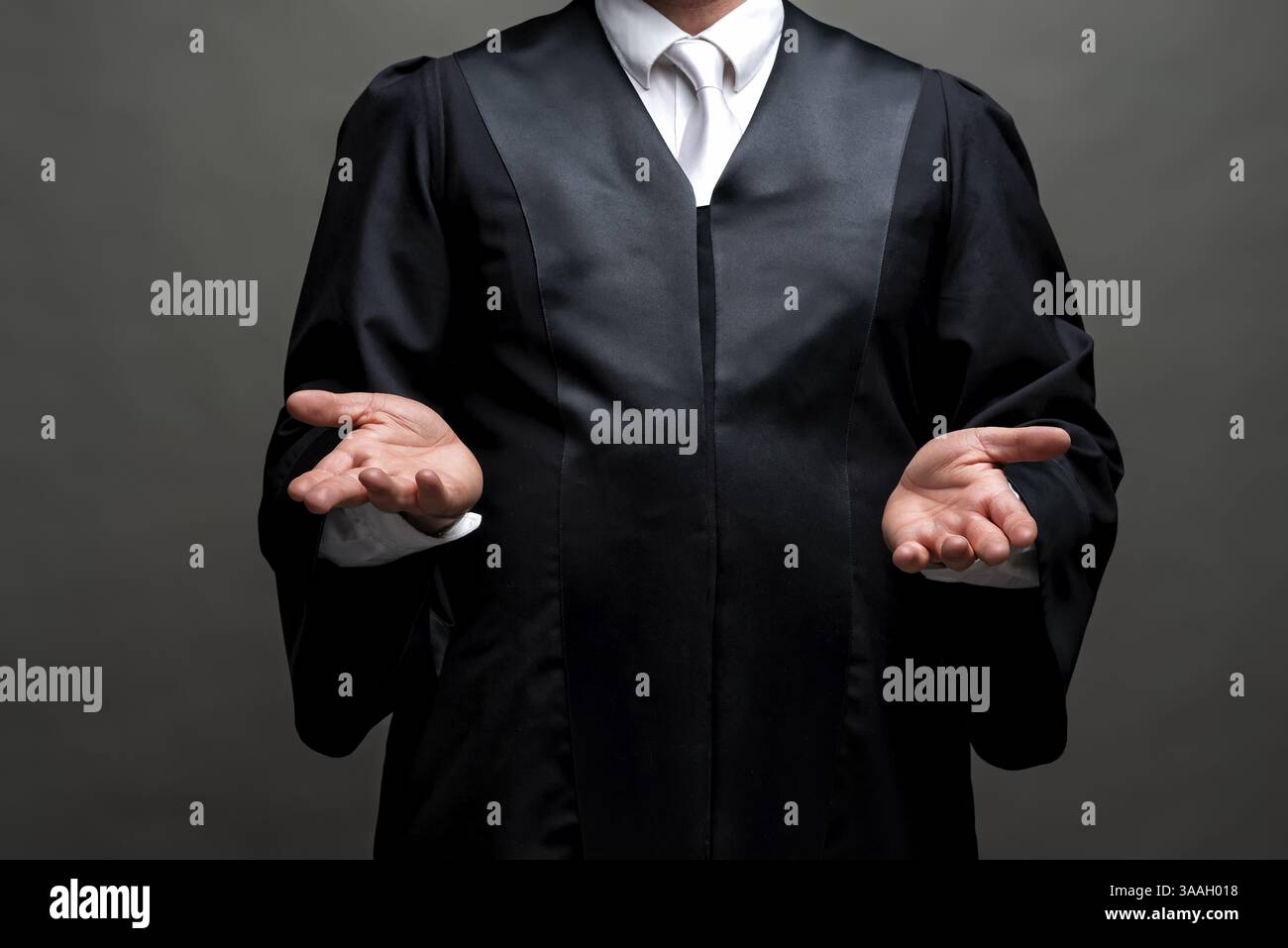 German lawyer with classic black robe and white tie Stock Photo - Alamy