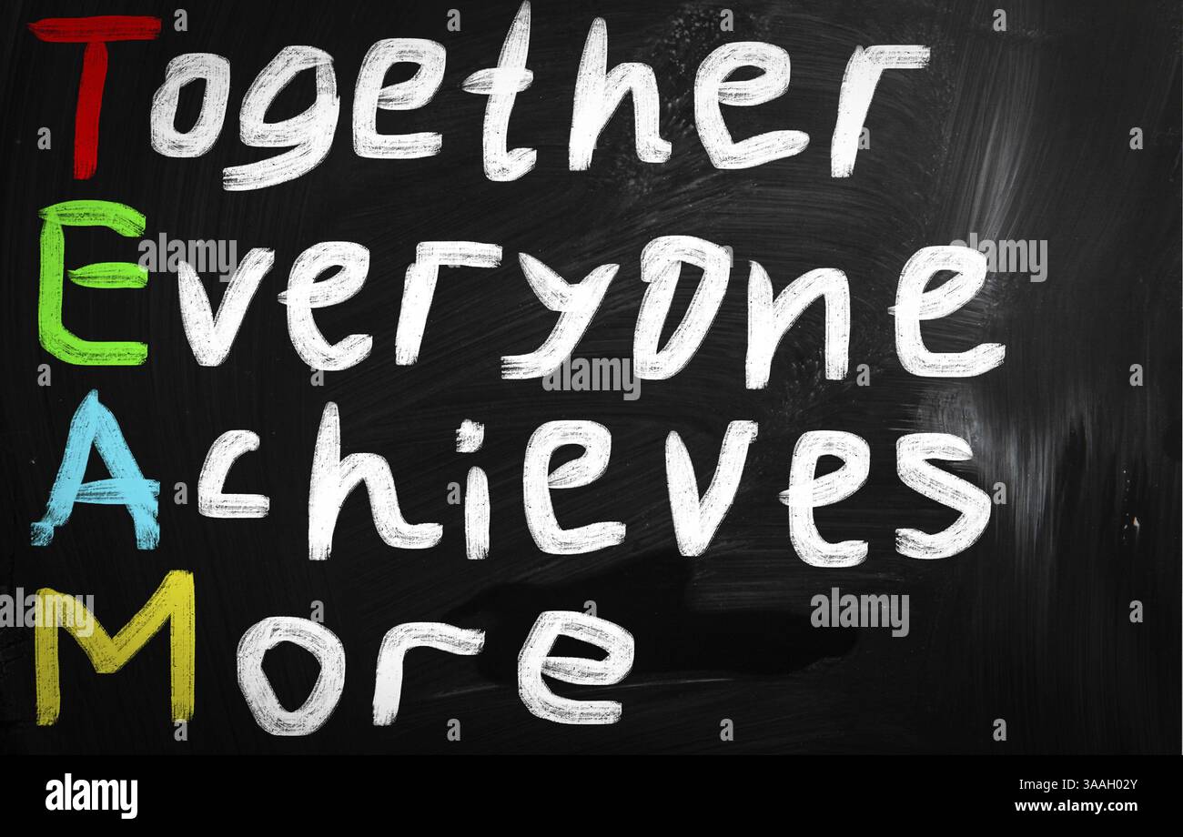 Team acronym white chalk handwriting on blackboard Stock Photo - Alamy