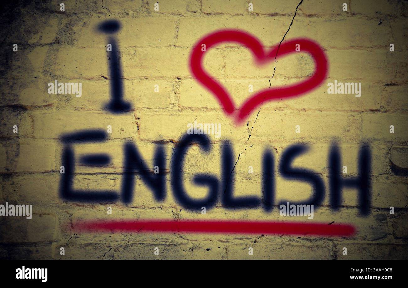 I Love English Concept Stock Photo - Alamy