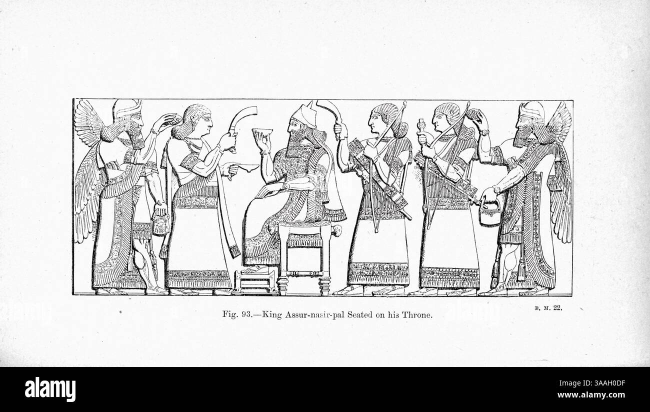 King Assur-nasir-pal seated on his throne [Ashur-nasir-pal II was the ...