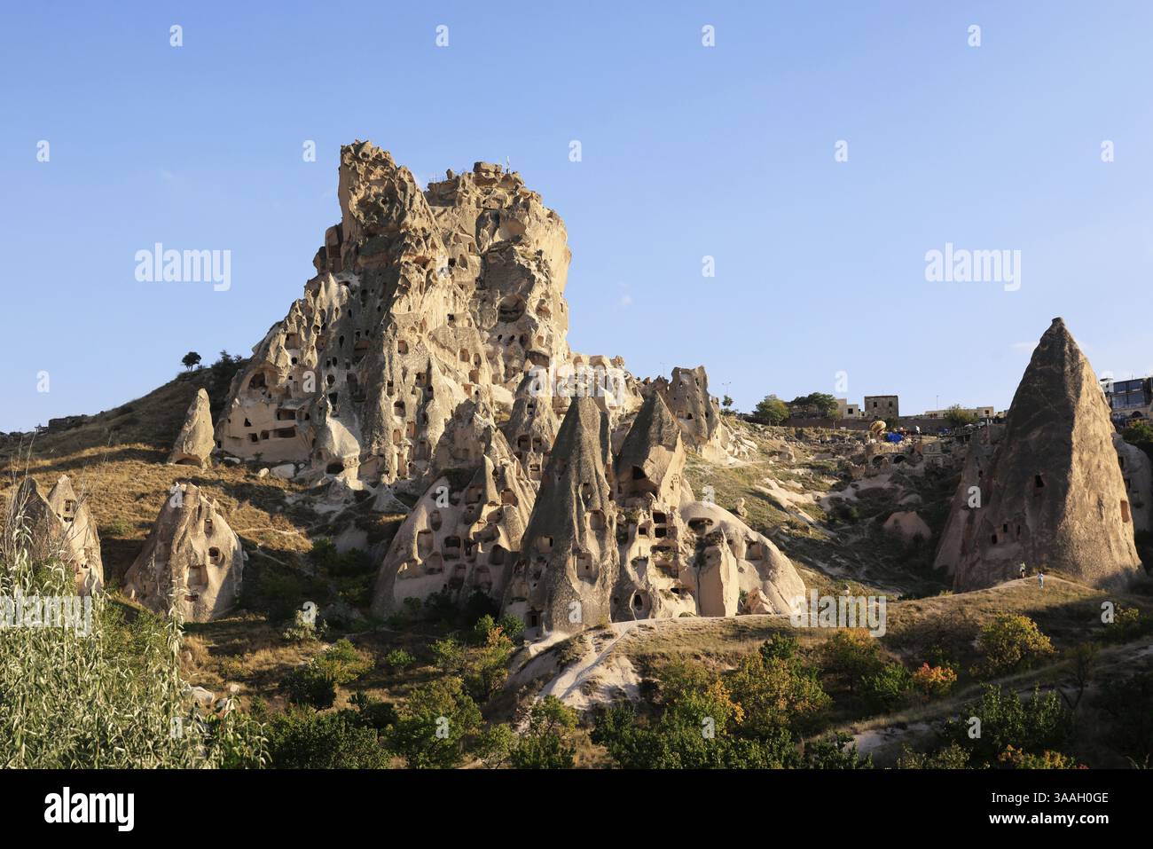 Rock Formations in the abandoned City Uchisar, Cappadocia, Turkey, Asia ...
