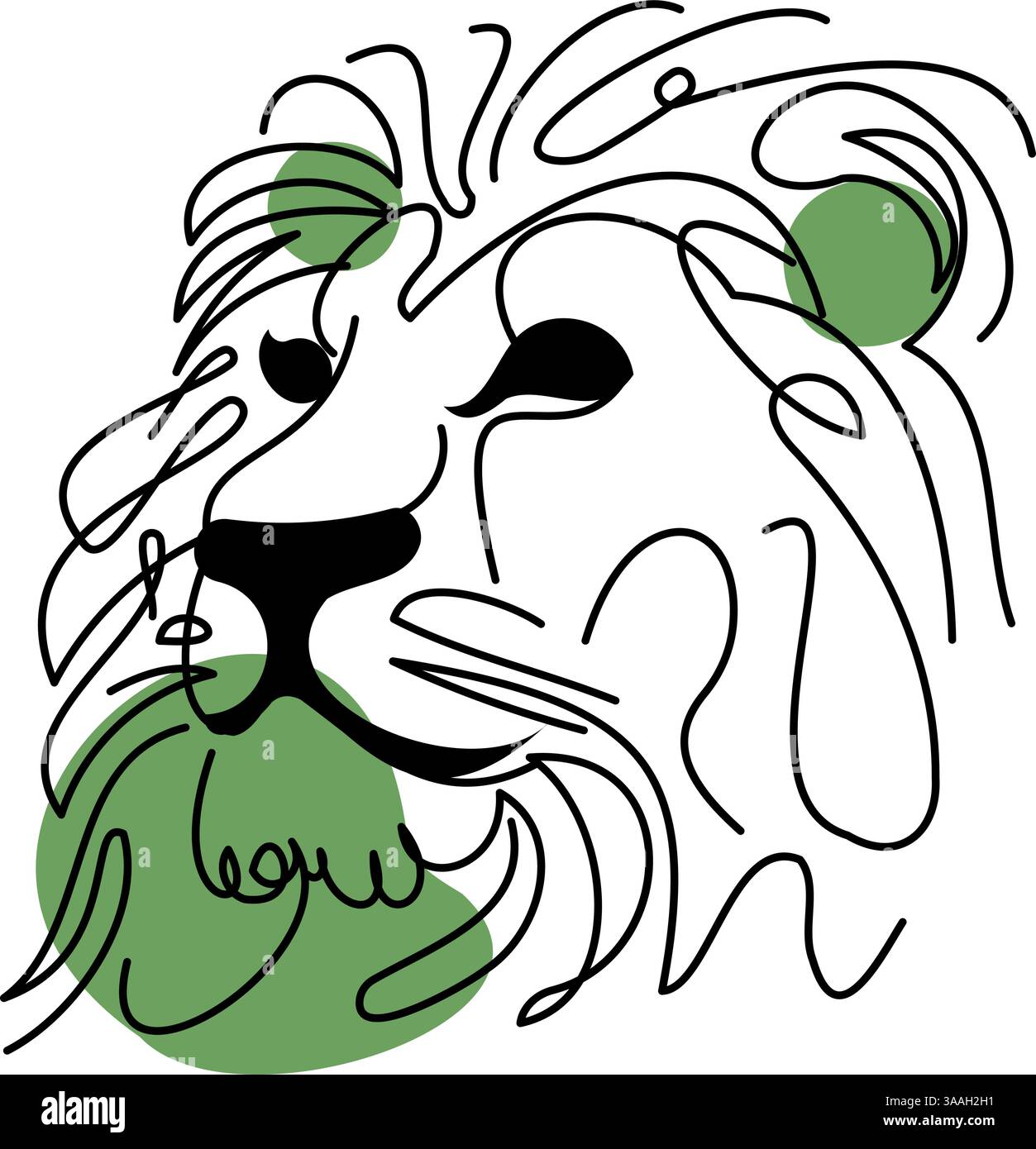 Stylized one-line drawing of a lion head in profile view, showcasing ...