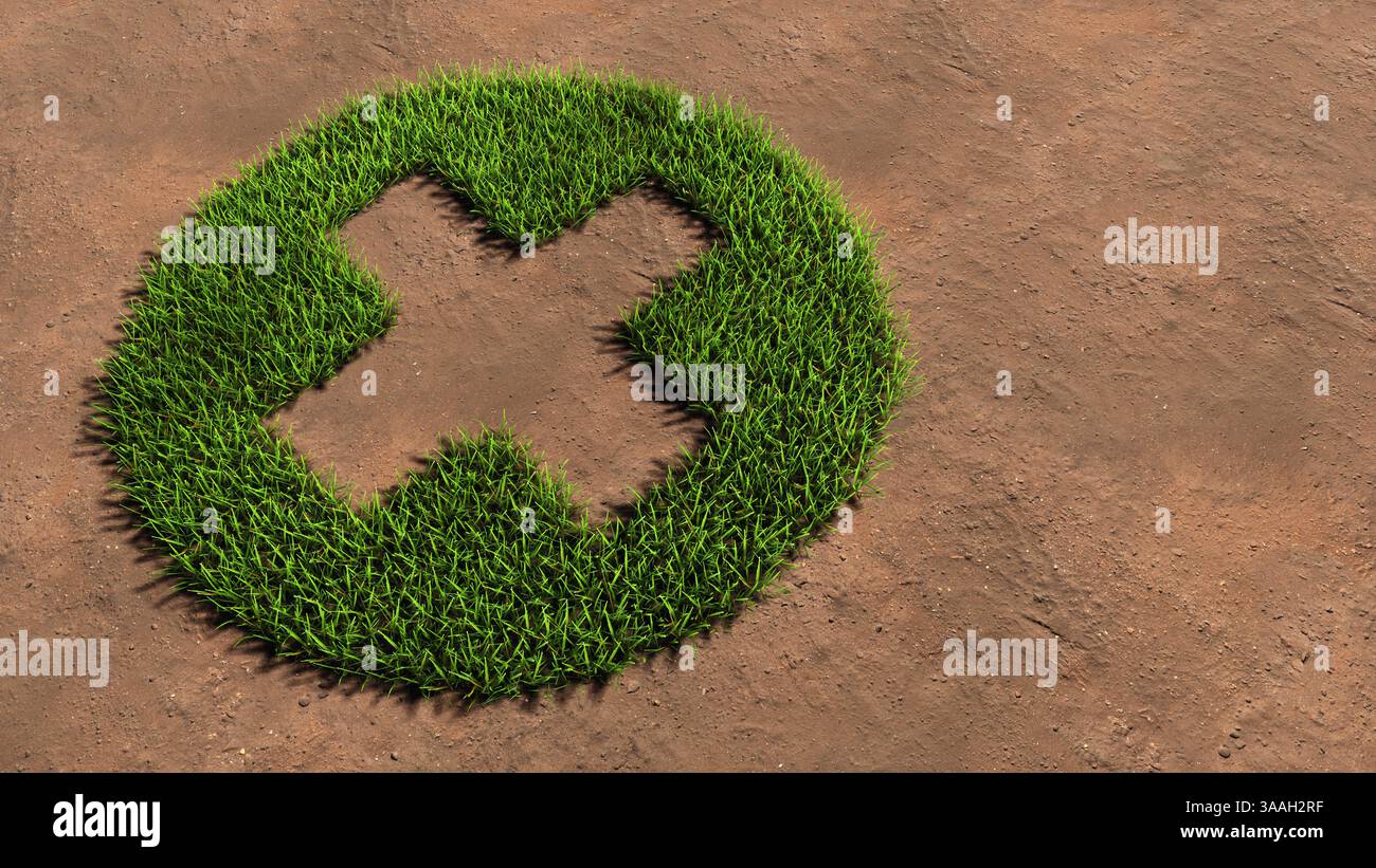Concept conceptual green summer lawn grass symbol shape on brown soil ...