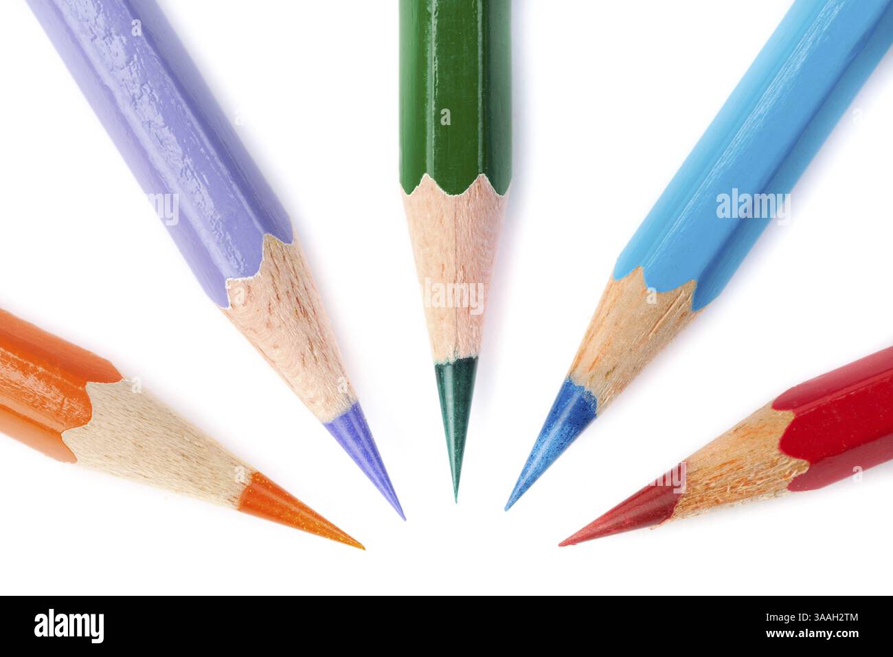 Five colour pencils isolated on white background Stock Photo - Alamy