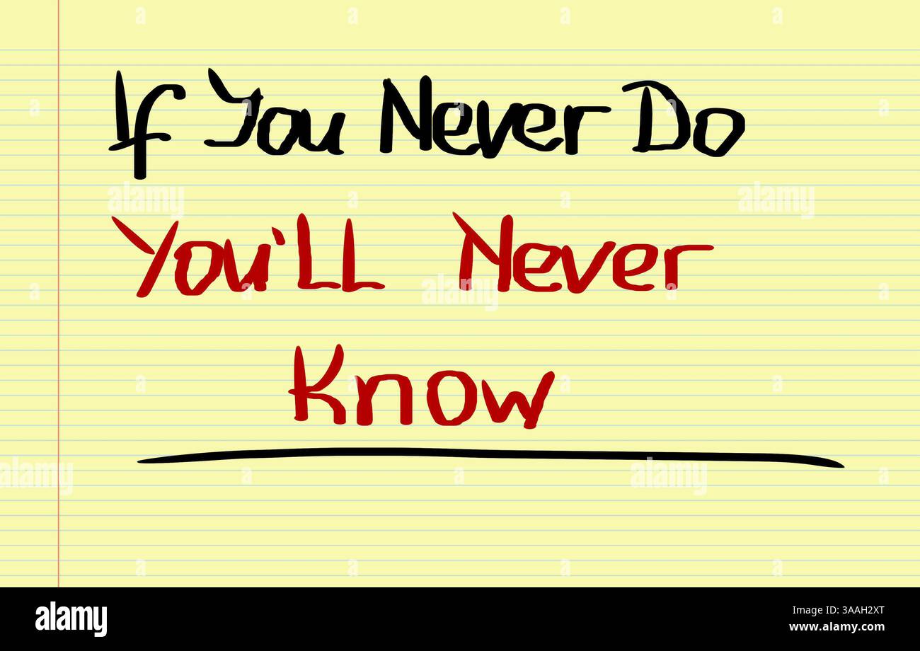 If You Never Do You'll Never Know Concept Stock Photo - Alamy