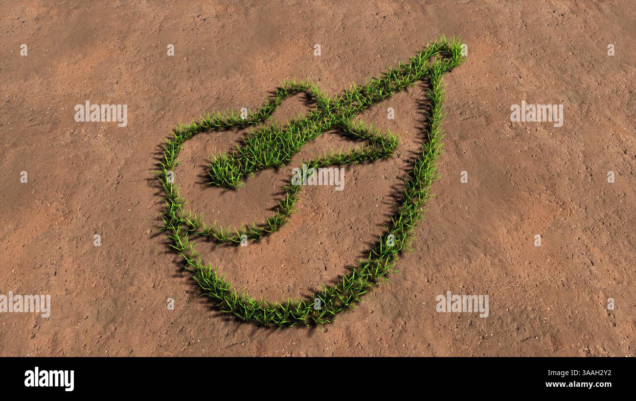 Concept conceptual green summer lawn grass symbol shape on brown soil ...