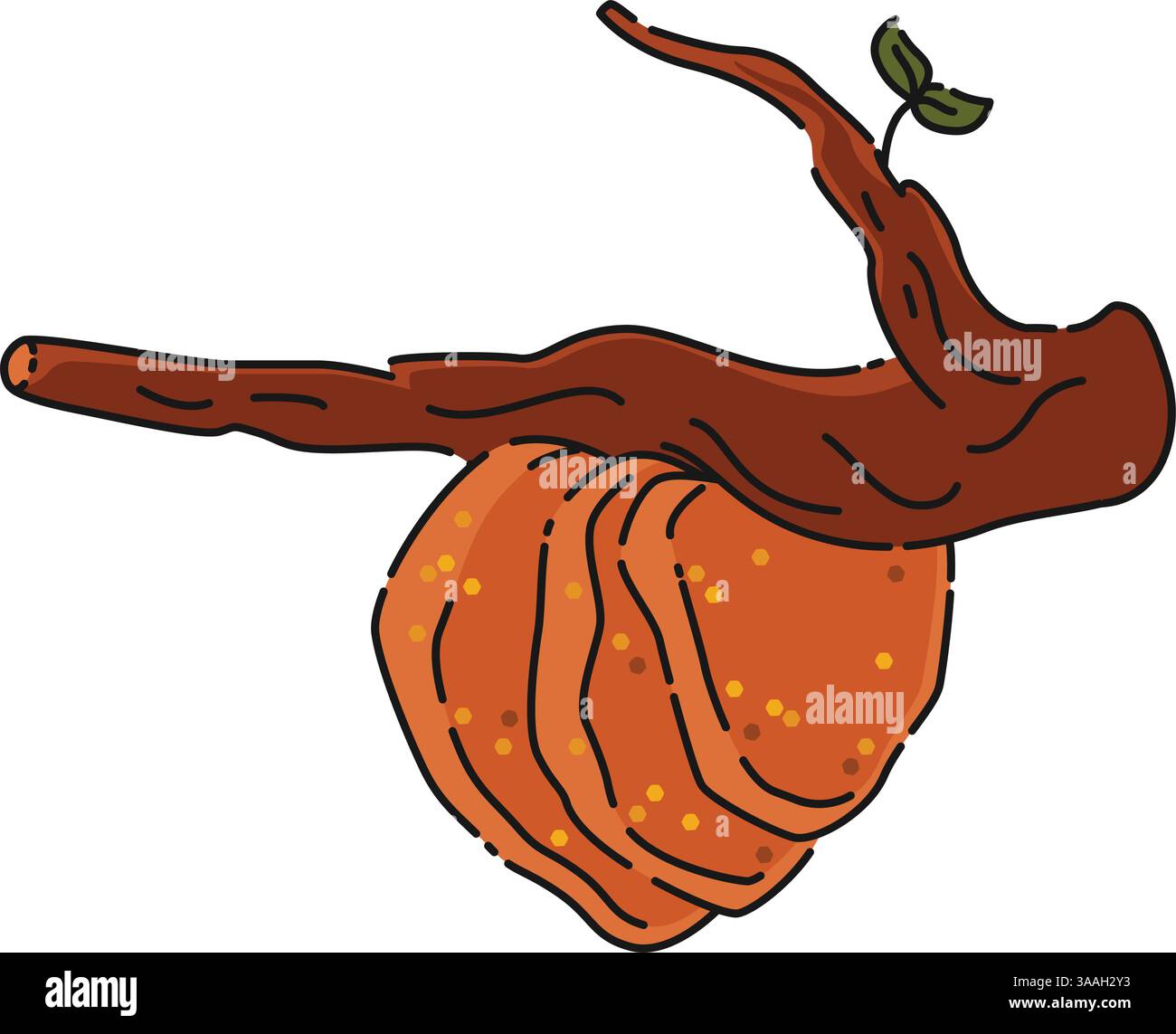 Bee hive hanging on a tree branch with leaves in cartoon style. Vector ...