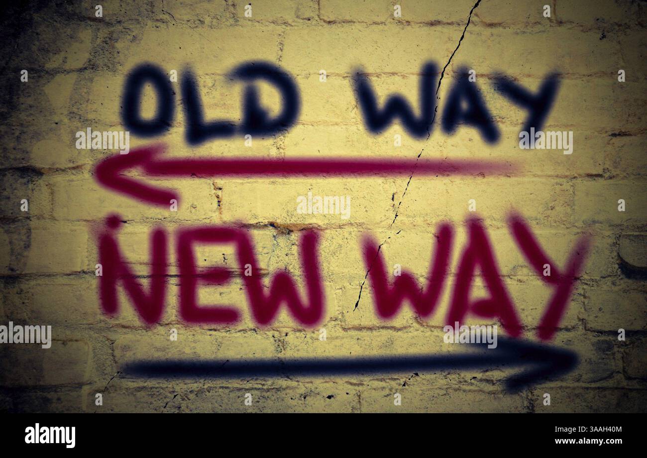 Old Way New Way Concept Stock Photo - Alamy