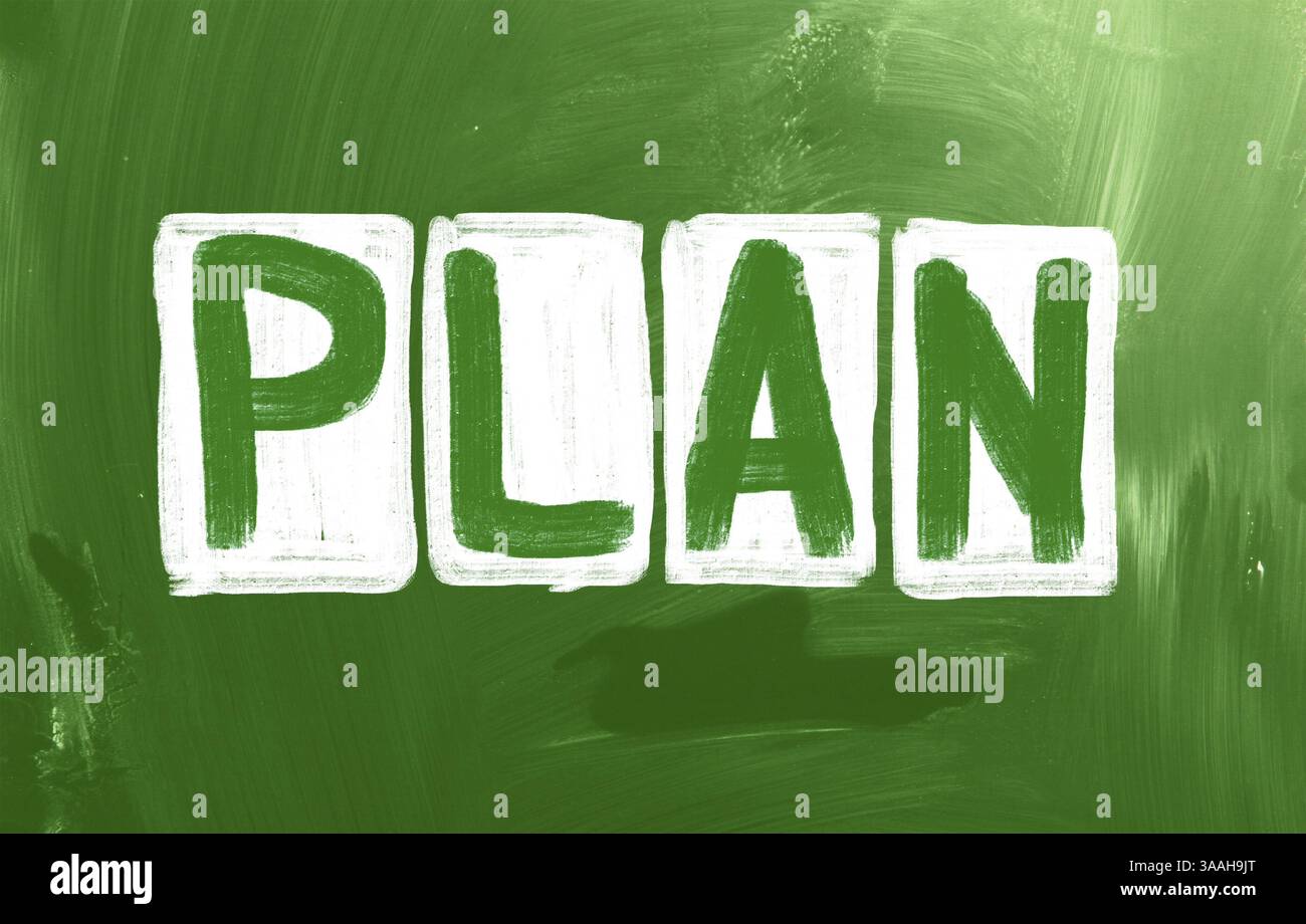 Plan handwritten with chalk on a chalkboard Stock Photo - Alamy