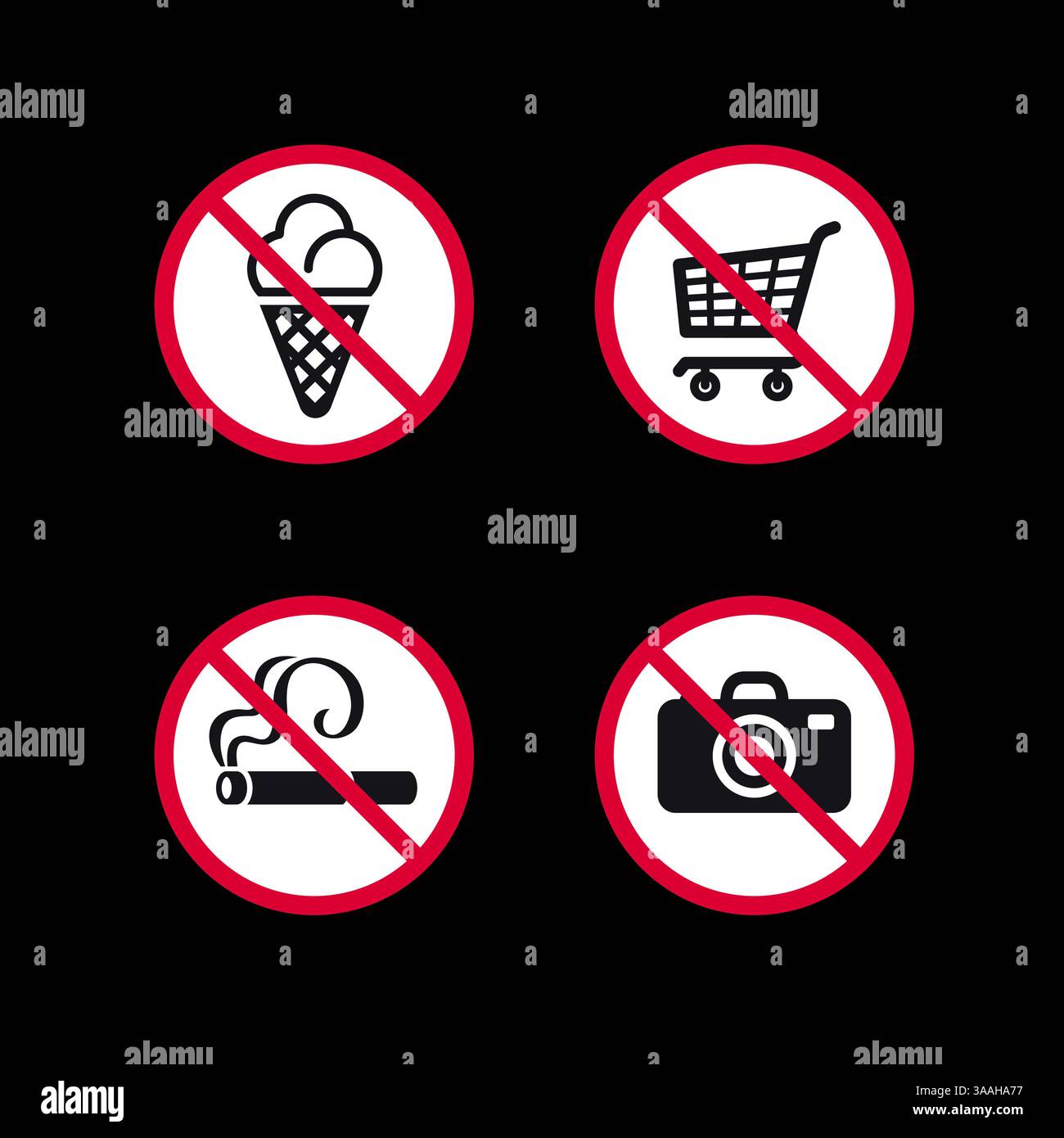 Prohibited signs, forbidden round stickers set Stock Vector Image & Art ...