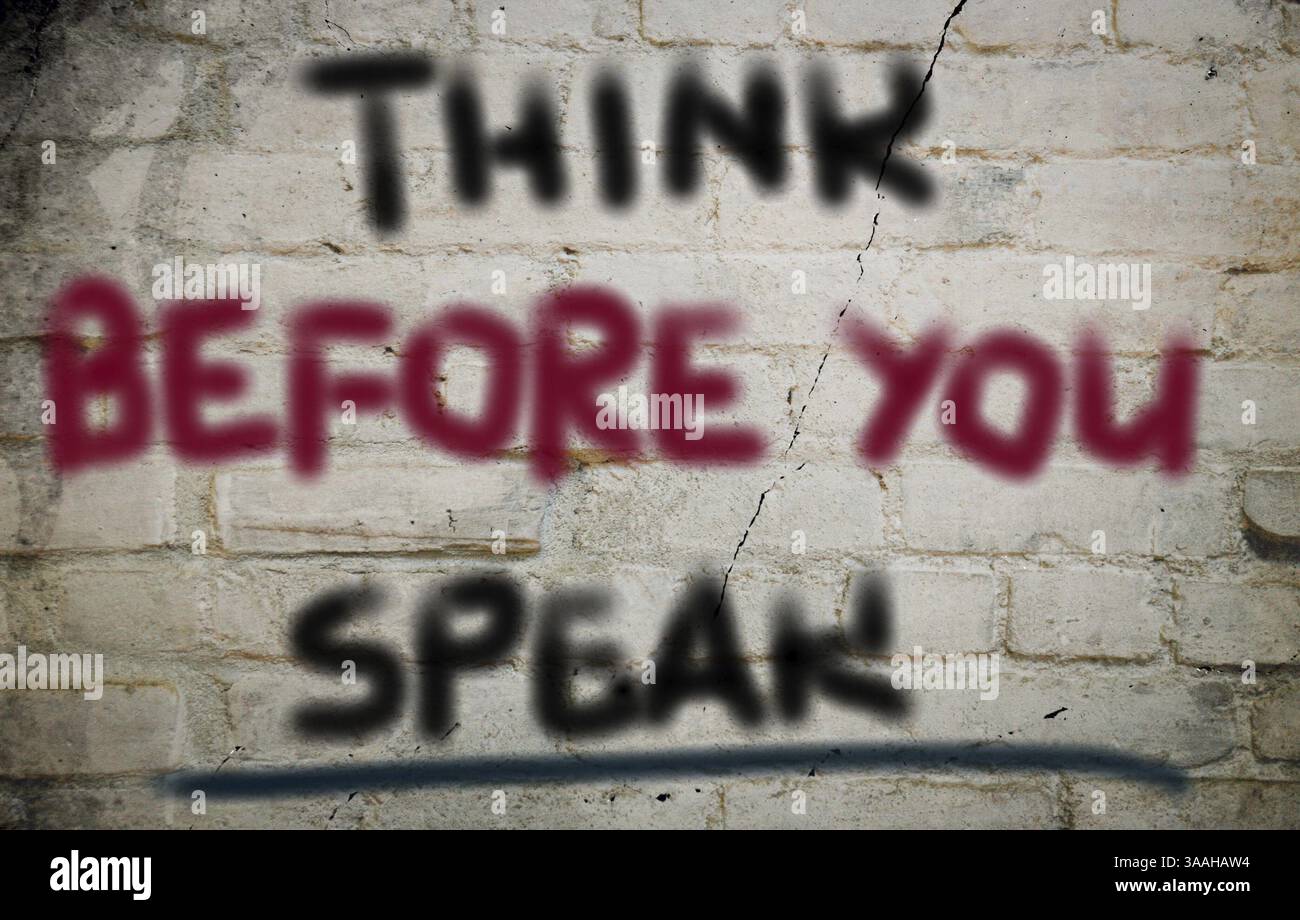 Think Before You Speak Concept Stock Photo - Alamy