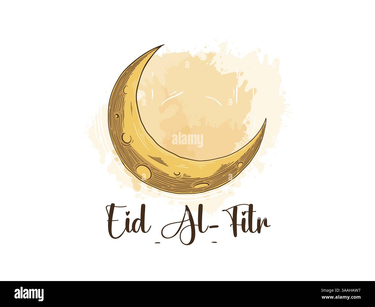 Eid Al Fitr Moon Engraving Hand Drawn illustration Stock Photo - Alamy