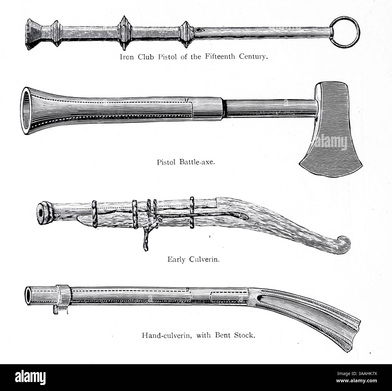 Iron club pistol (15th century), Pistol battle axe, early culverin ...