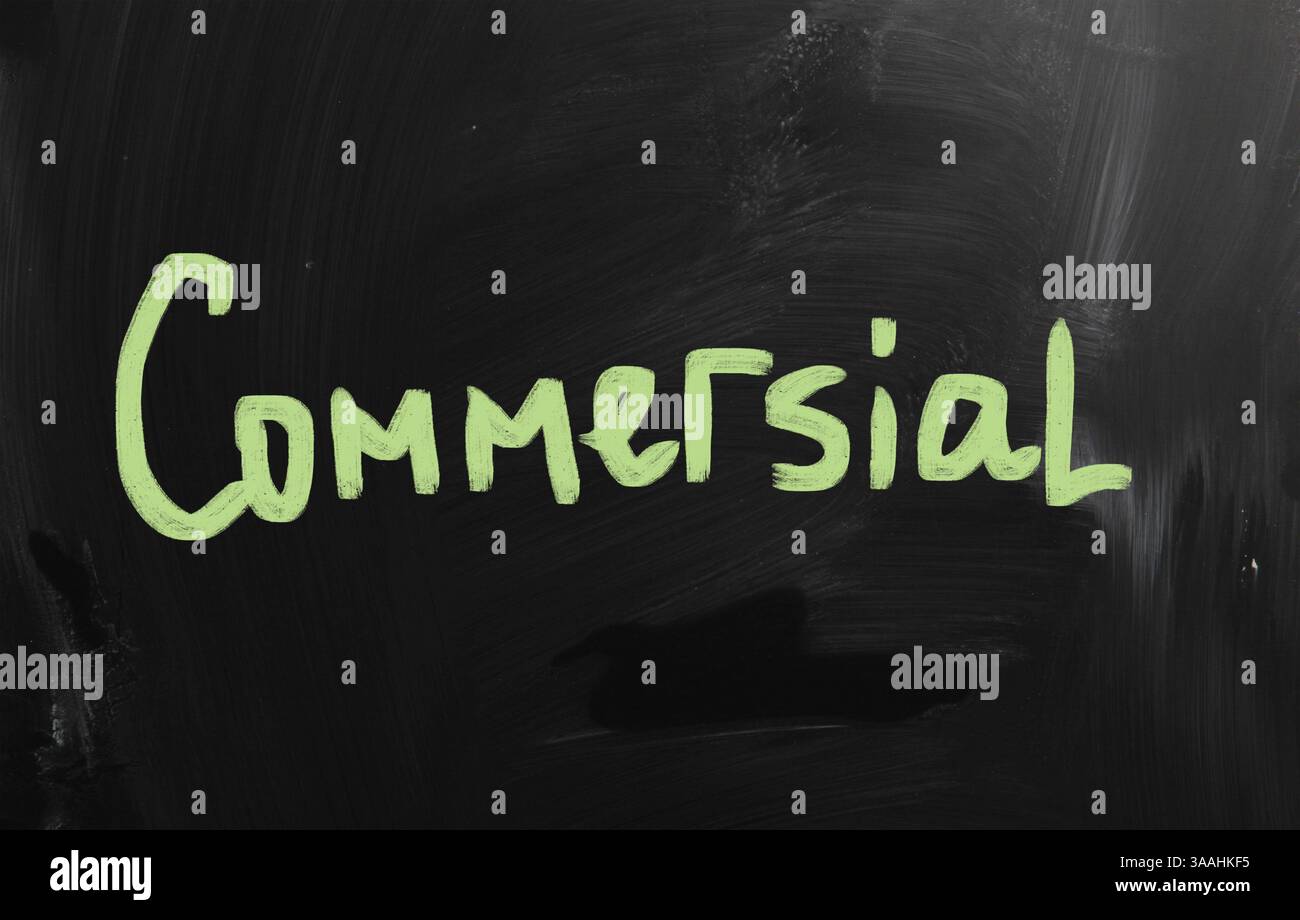 Commercial handwritten with white chalk on a blackboard Stock Photo - Alamy