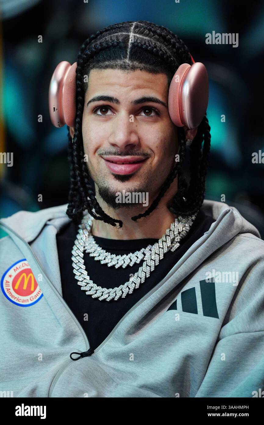 BROOKLYN, NY - MARCH 31: McDonalds All American Shon Abaev watches the ...